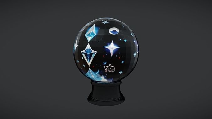magical crystal ball with floating gems 3D model | CGTrader