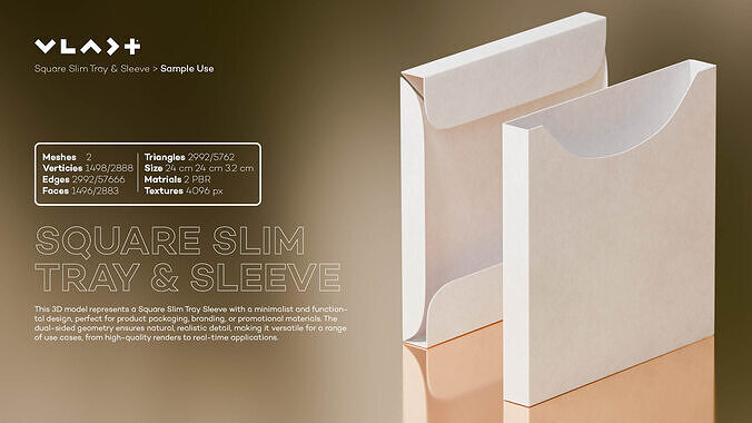 Square Slim Tray and Sleeve Box 3D model | CGTrader