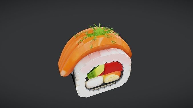 Sushi roll with salmon 3D model | CGTrader