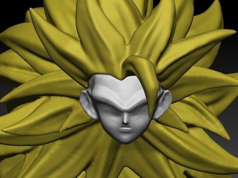 Sh figuarts Goku SSJ3 Head with hair articulated 3D model 3D printable ...