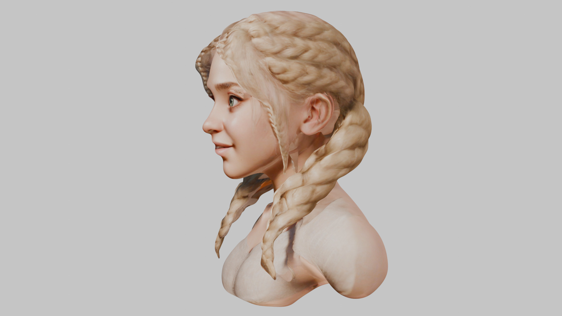 3D model Medieval Fantasy Cute Teen Blonde Girl Head Bust VR / AR / low-poly | CGTrader