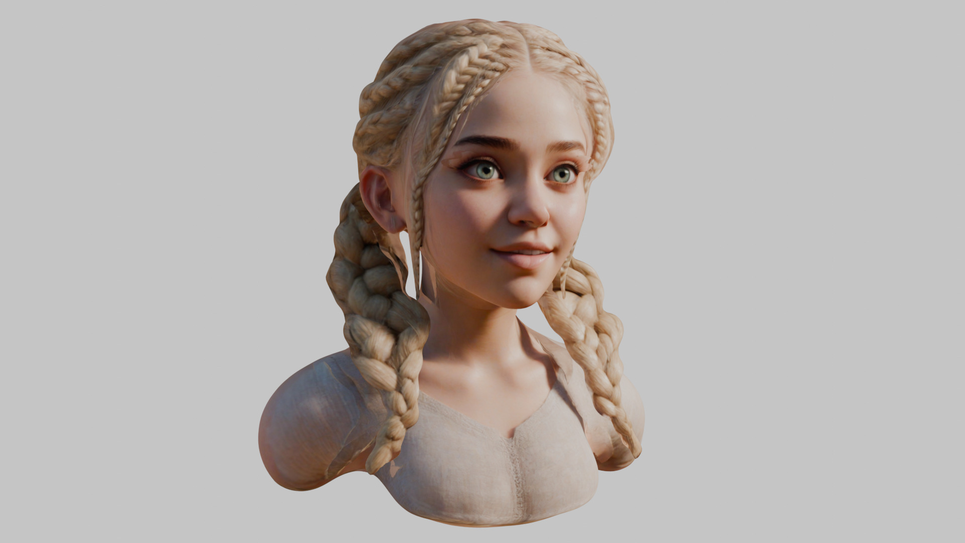 3D model Medieval Fantasy Cute Teen Blonde Girl Head Bust VR / AR / low-poly | CGTrader