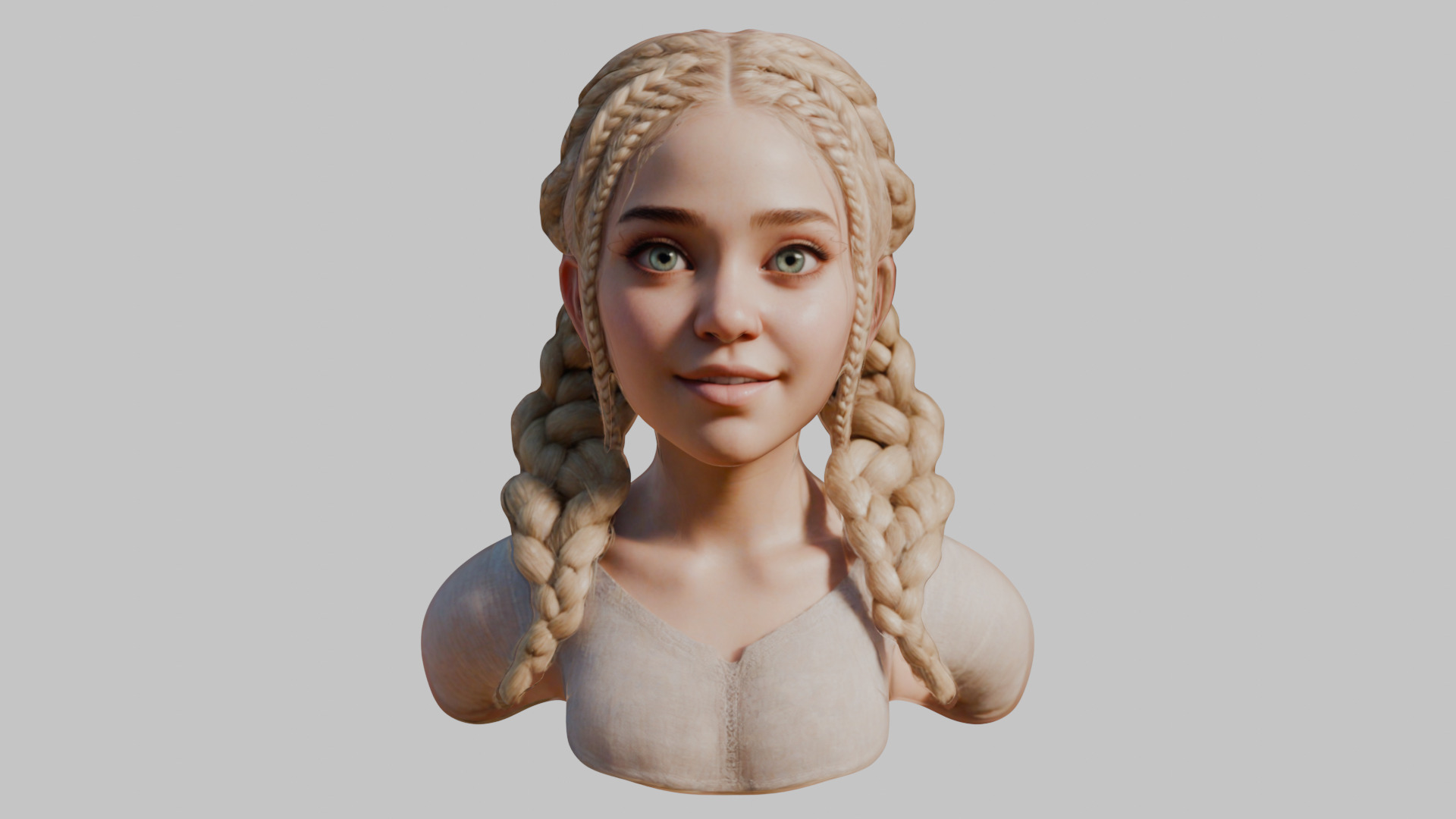 3D model Medieval Fantasy Cute Teen Blonde Girl Head Bust VR / AR / low-poly | CGTrader