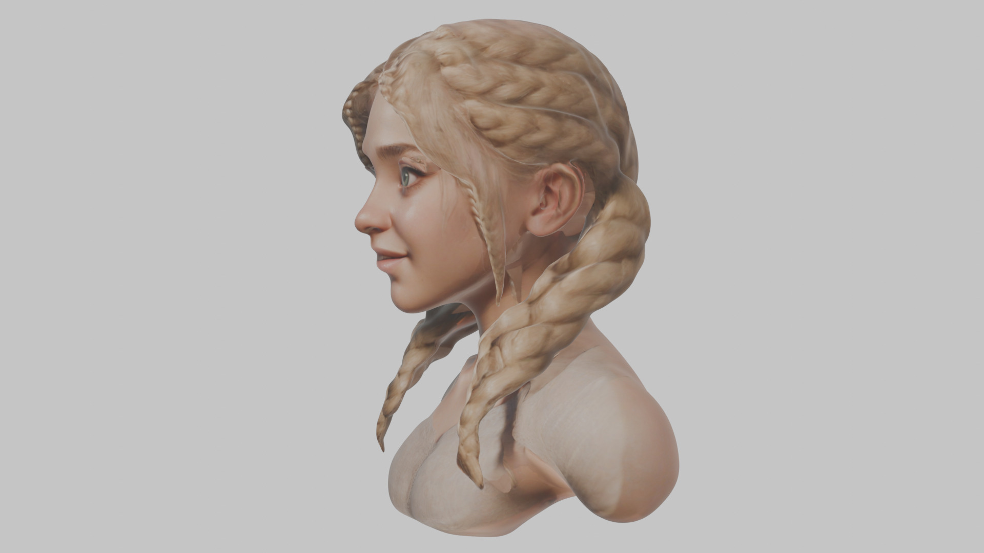 3D model Medieval Fantasy Cute Teen Blonde Girl Head Bust VR / AR / low-poly | CGTrader
