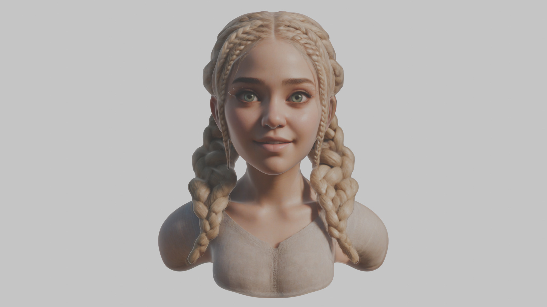 3D model Medieval Fantasy Cute Teen Blonde Girl Head Bust VR / AR / low-poly | CGTrader