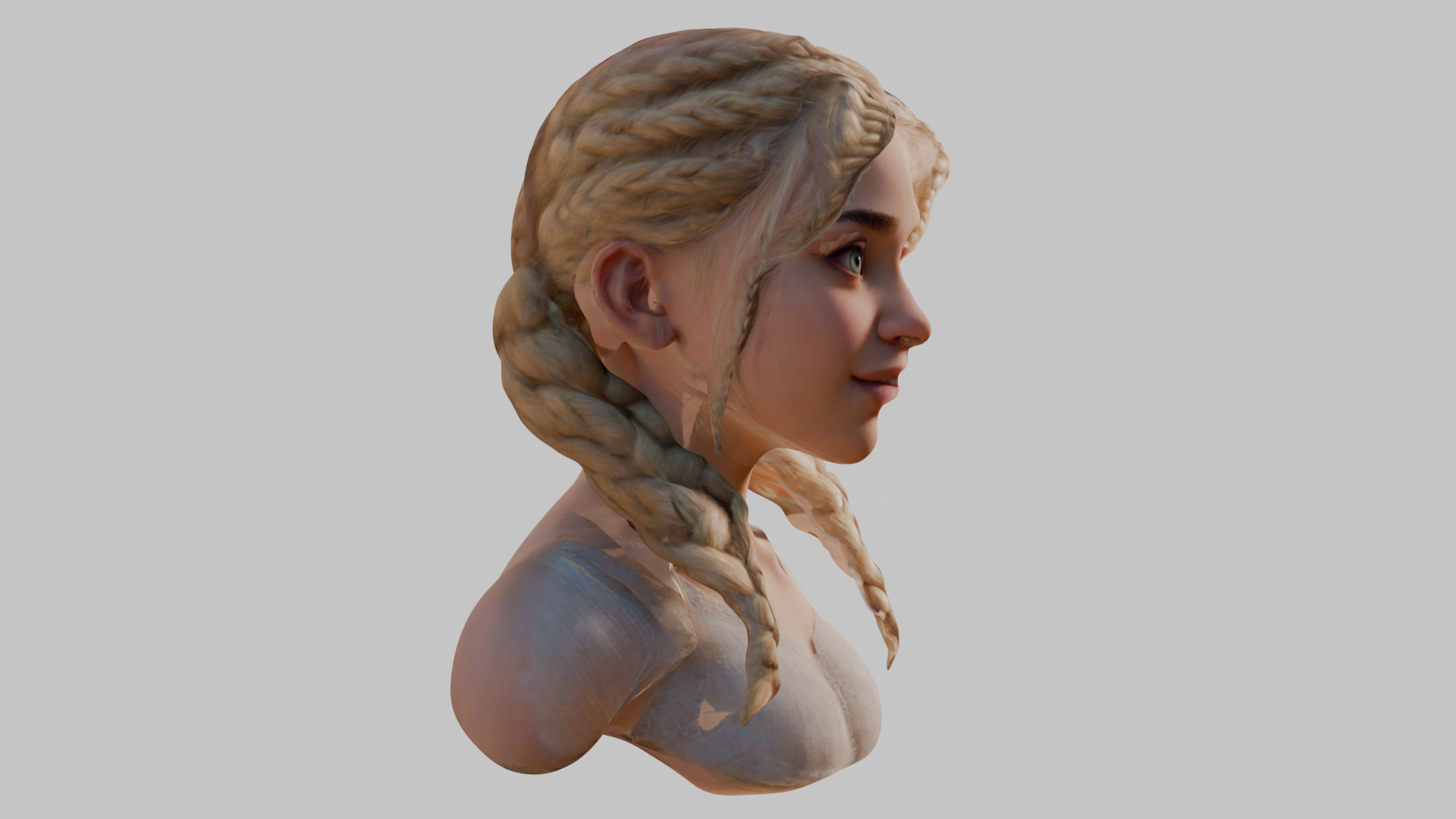 3D model Medieval Fantasy Cute Teen Blonde Girl Head Bust VR / AR / low-poly | CGTrader