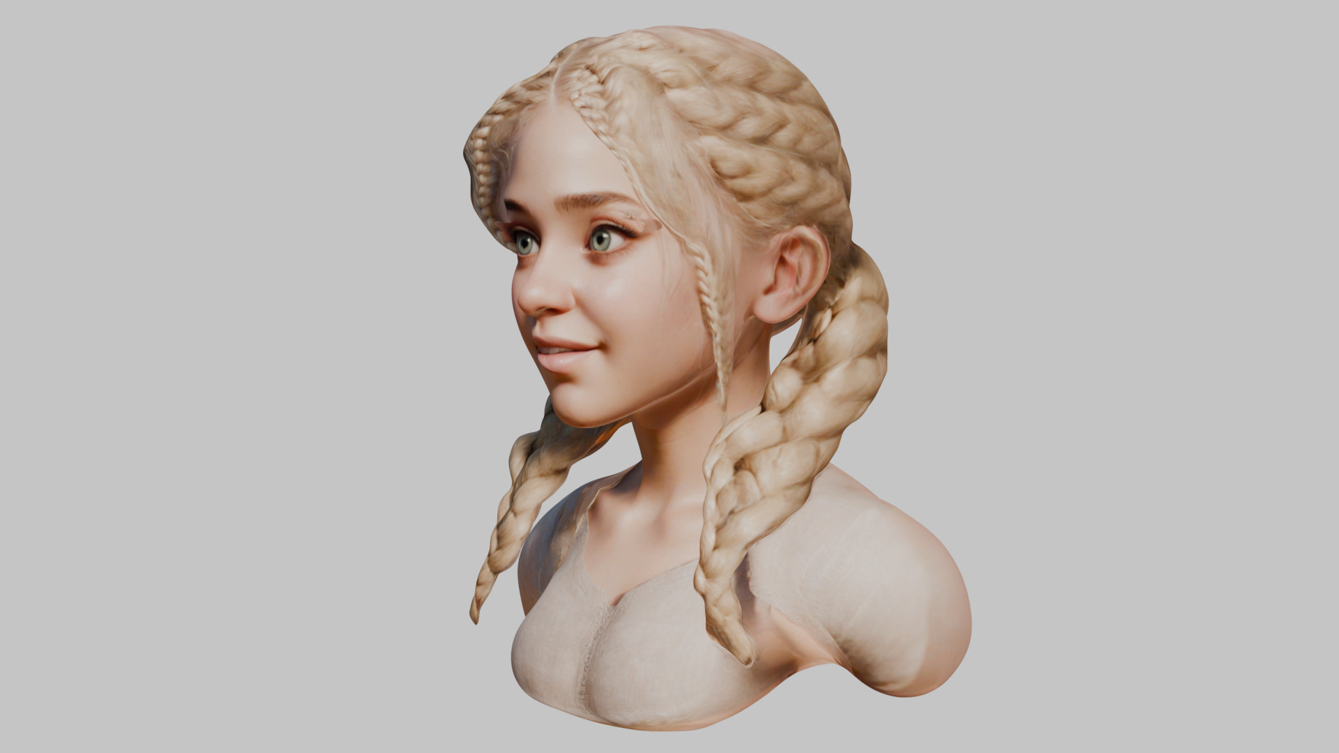 3D model Medieval Fantasy Cute Teen Blonde Girl Head Bust VR / AR / low-poly | CGTrader