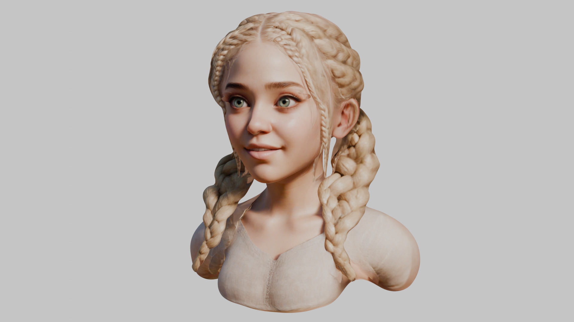 3D model Medieval Fantasy Cute Teen Blonde Girl Head Bust VR / AR / low-poly | CGTrader
