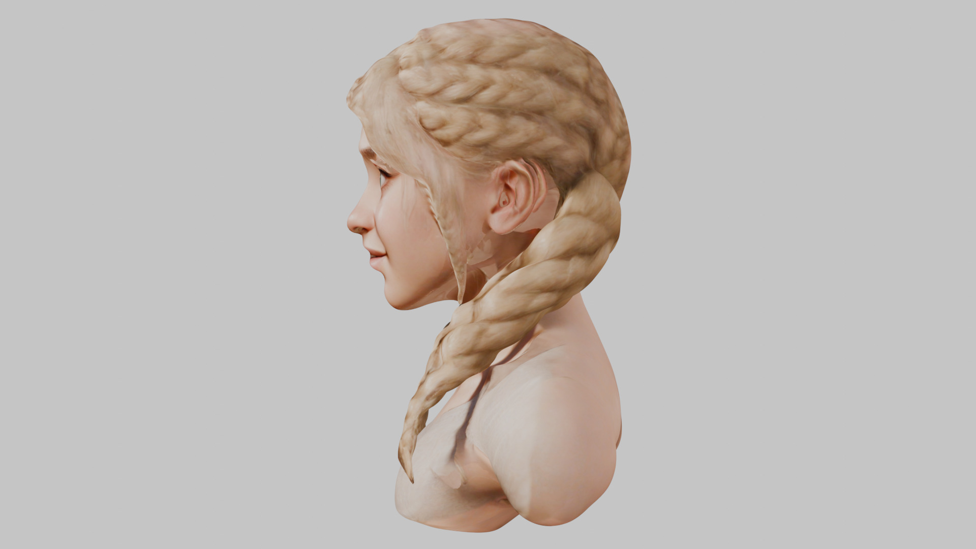 3D model Medieval Fantasy Cute Teen Blonde Girl Head Bust VR / AR / low-poly | CGTrader