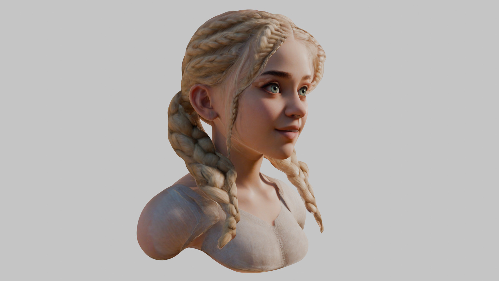3D model Medieval Fantasy Cute Teen Blonde Girl Head Bust VR / AR / low-poly | CGTrader