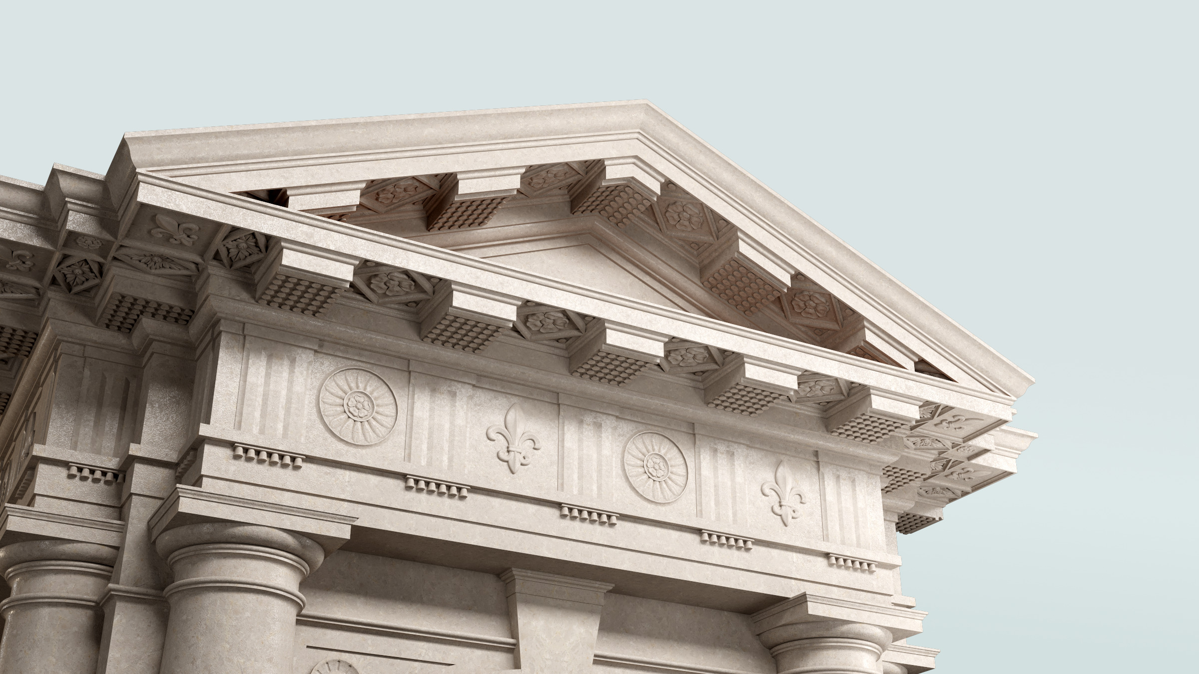 Arched portico in Doric mutulary column order gazebo 3D model | CGTrader