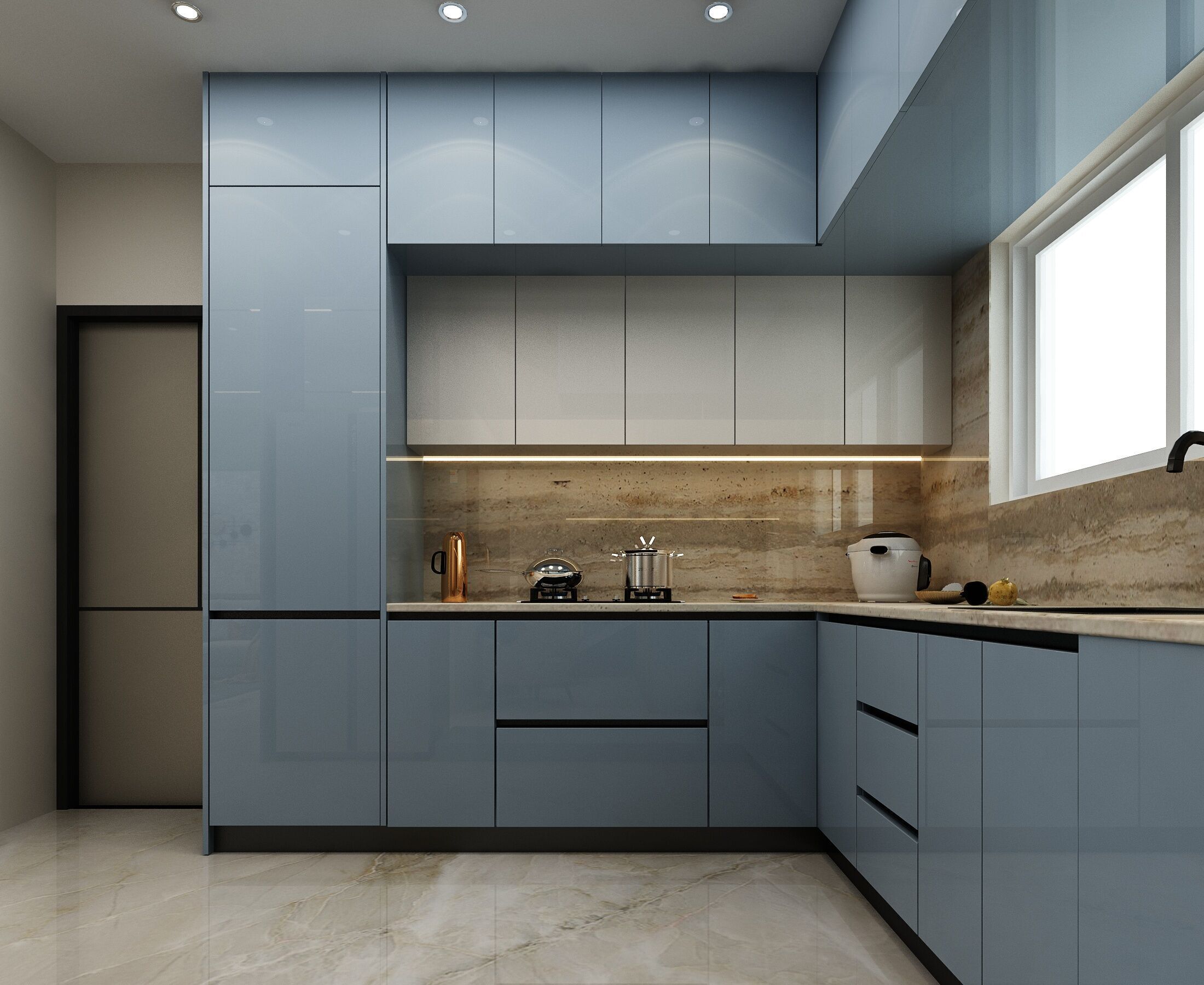 Living And Kitchen Modern With TV Unit free 3D model | CGTrader
