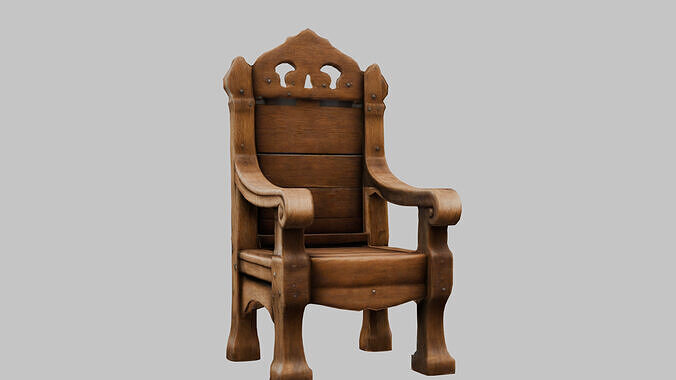 3D model Medieval simple wooden chair furniture wood VR / AR / low-poly ...