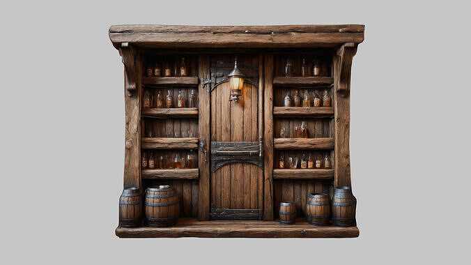3D model Medieval Tavern Wall door VR / AR / low-poly | CGTrader