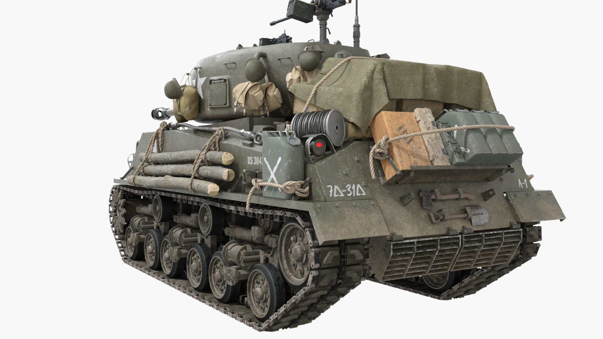 3D model American Tank M4 Sherman VR / AR / low-poly | CGTrader