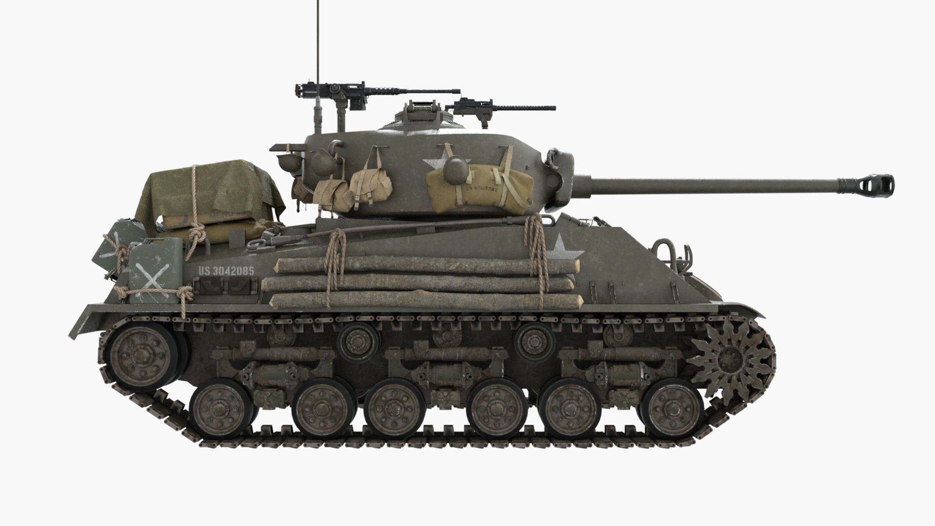 3D model American Tank M4 Sherman VR / AR / low-poly | CGTrader