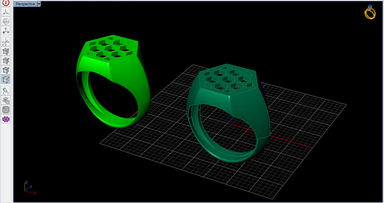 signet ring with honeycomb pattern free 3D model 3D printable | CGTrader