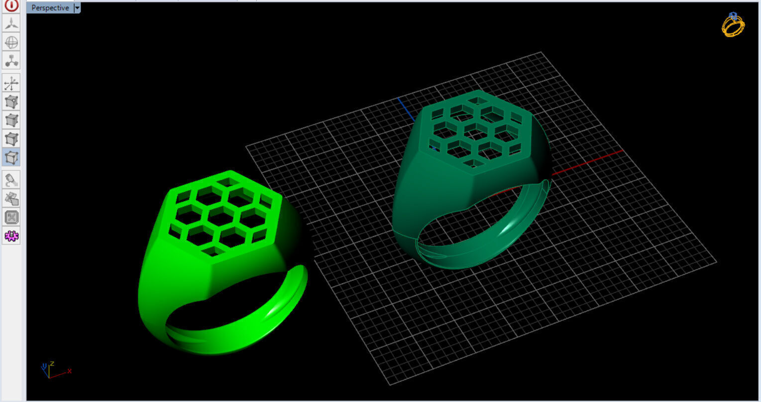 signet ring with honeycomb pattern free 3D model 3D printable | CGTrader