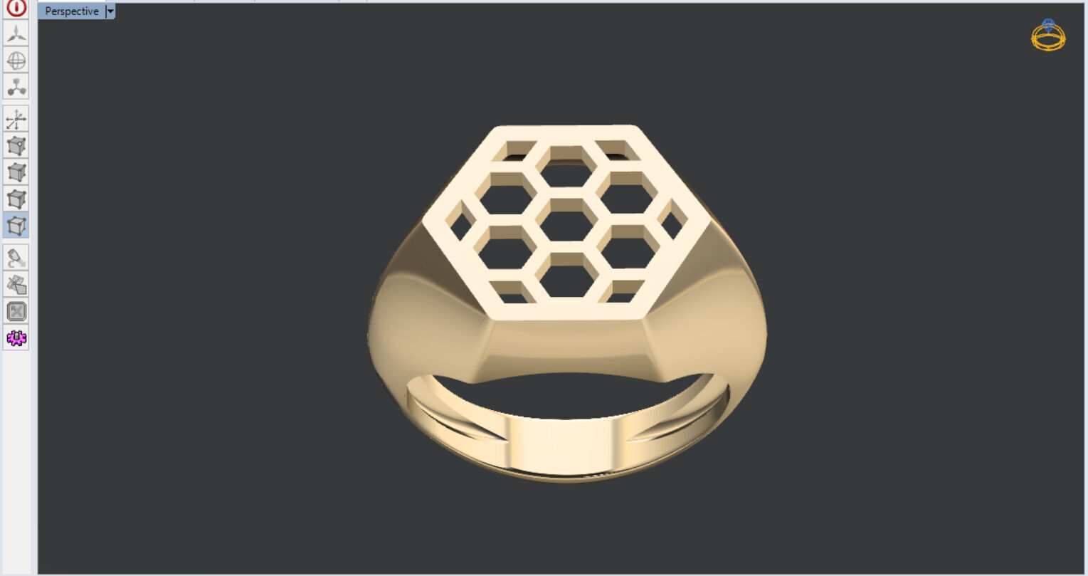 signet ring with honeycomb pattern free 3D model 3D printable | CGTrader