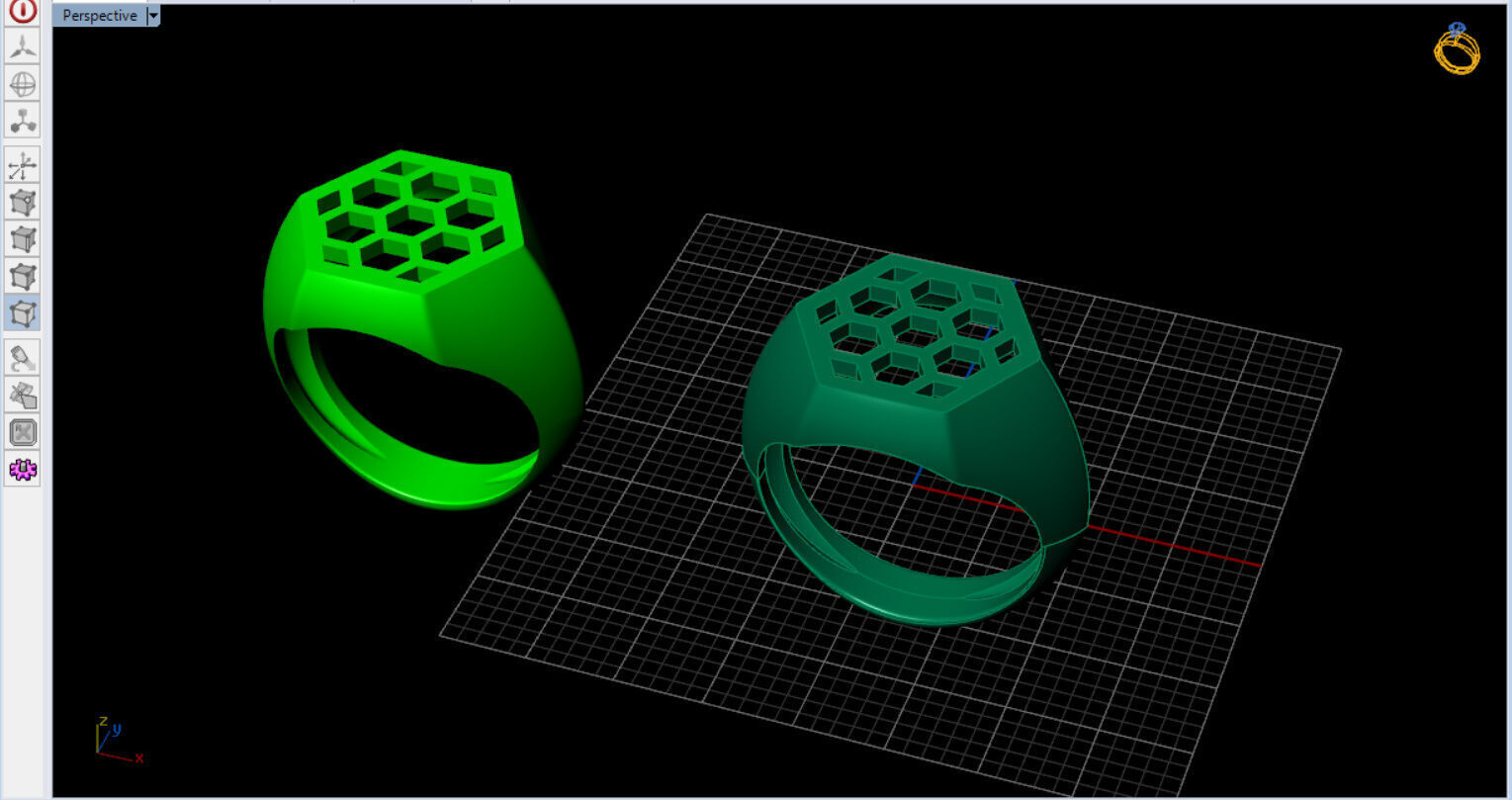 signet ring with honeycomb pattern free 3D model 3D printable | CGTrader