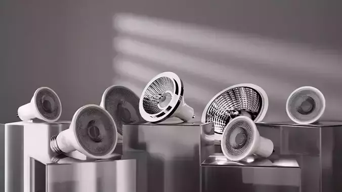 7 LED Spotlight Bulbs Pack free 3D model | CGTrader