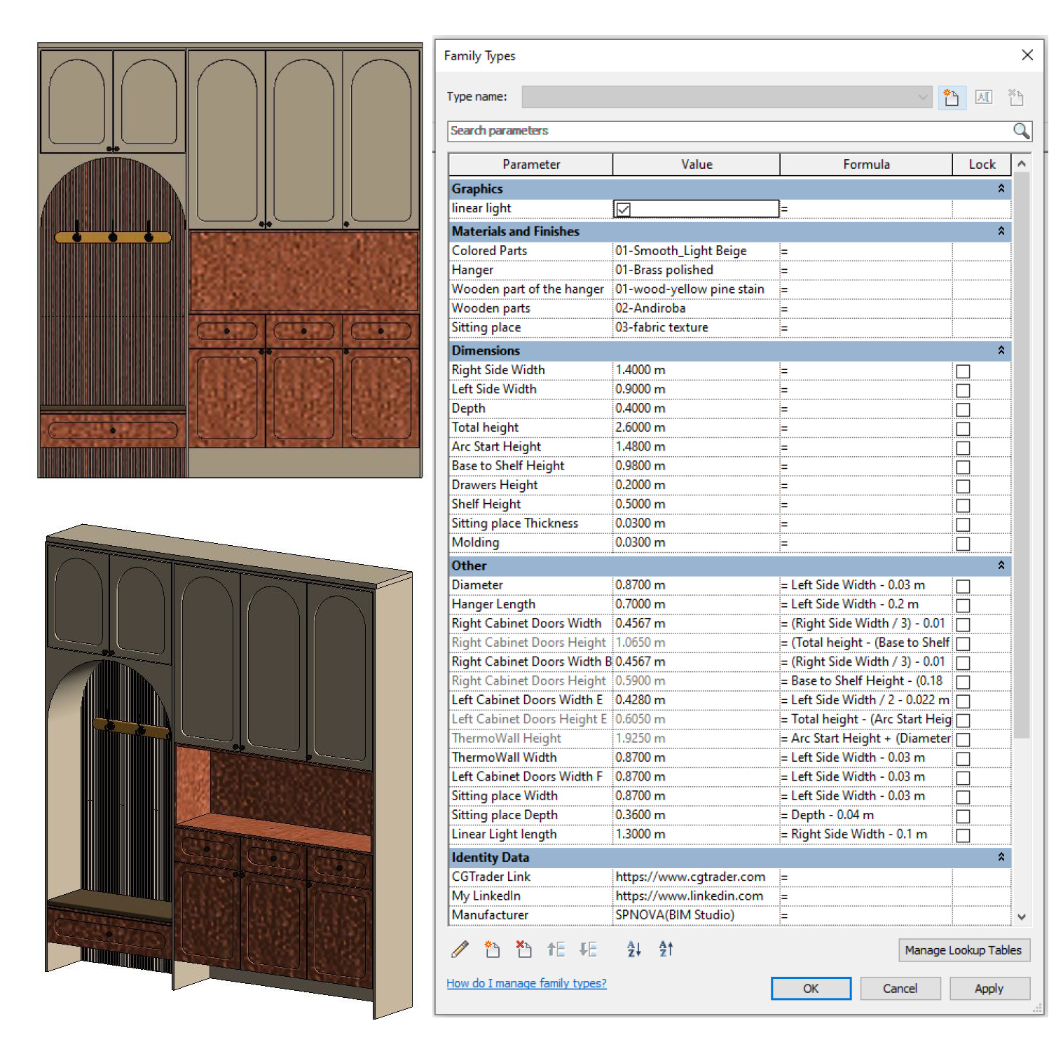 Parametric Entryway Closet and Shoe Rack Revit Family 3D model | CGTrader