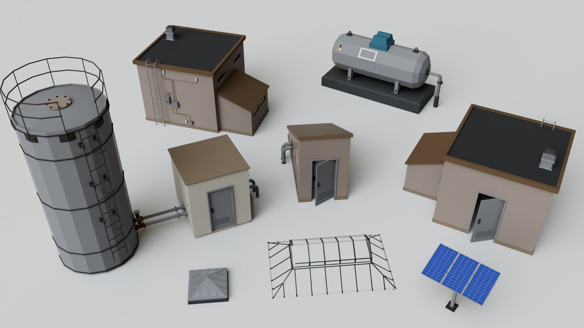3D model Rooftop Props Collection Pack VR / AR / low-poly | CGTrader