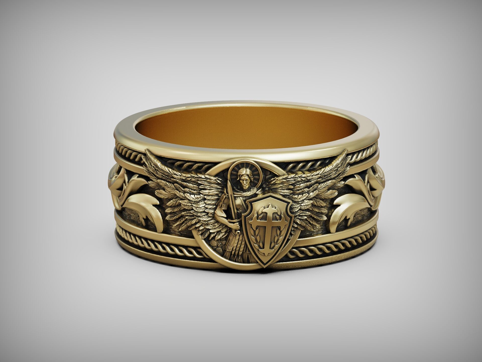 Saint Archangel Michael Baroque Band Ring Detailed Original 3D model 3D ...