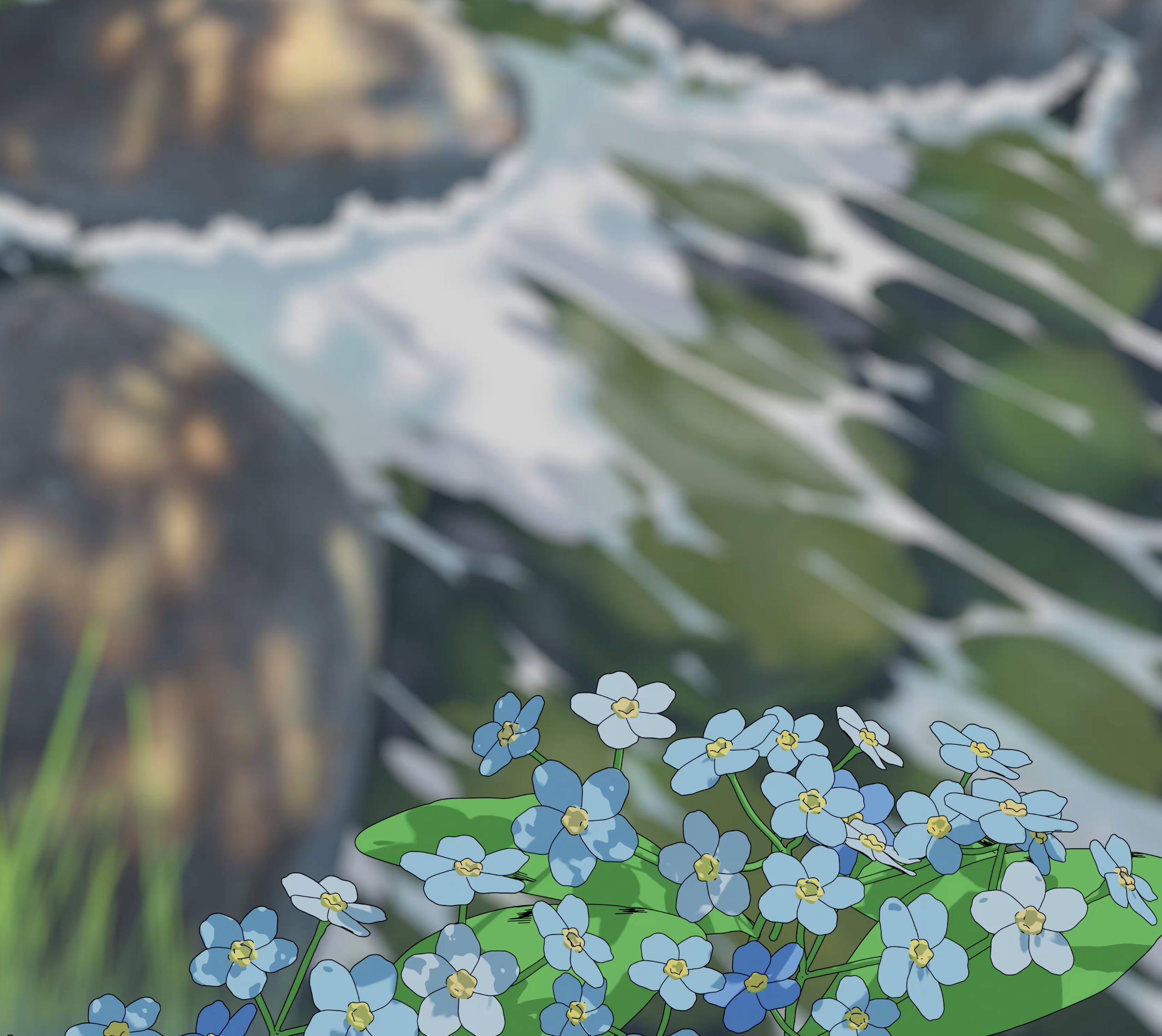 Anime stylised Forget-me-not flower free 3D model | CGTrader