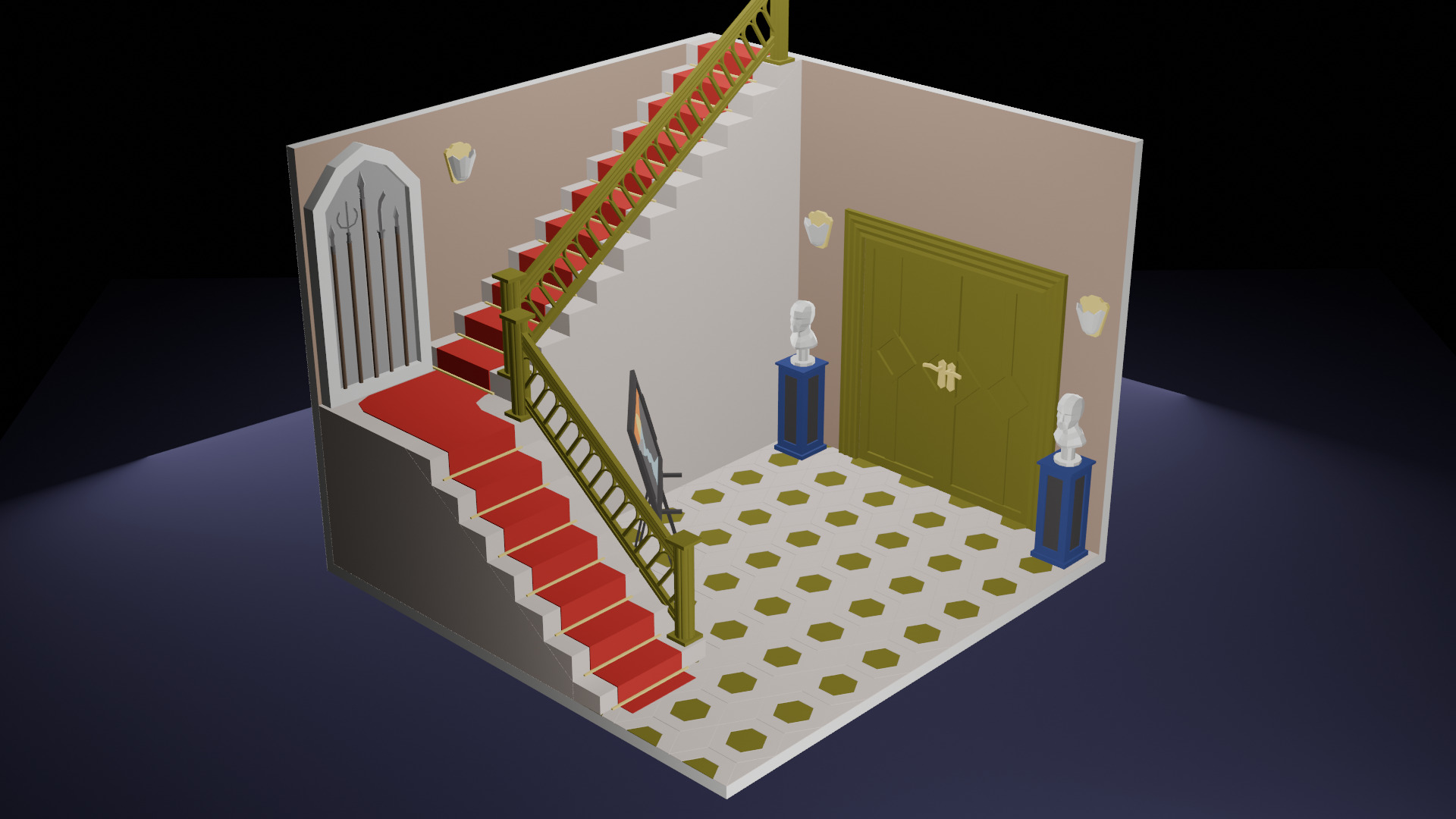 3D model Low-Poly Grand Entrance Hallway Scene 3D Model for ...