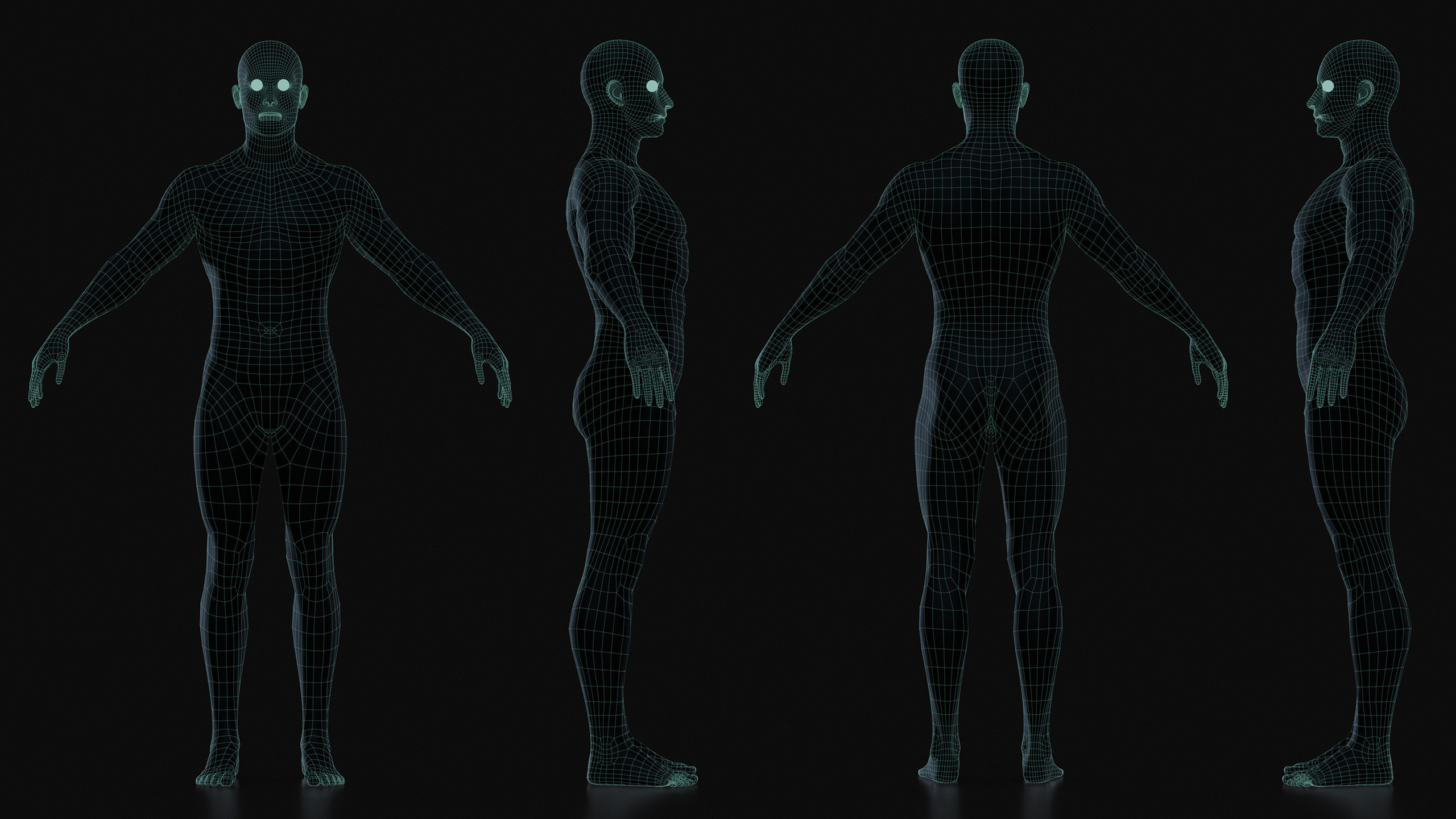 3D Model Collection Realistic Athletic Human Body Base Mesh VR / AR ...