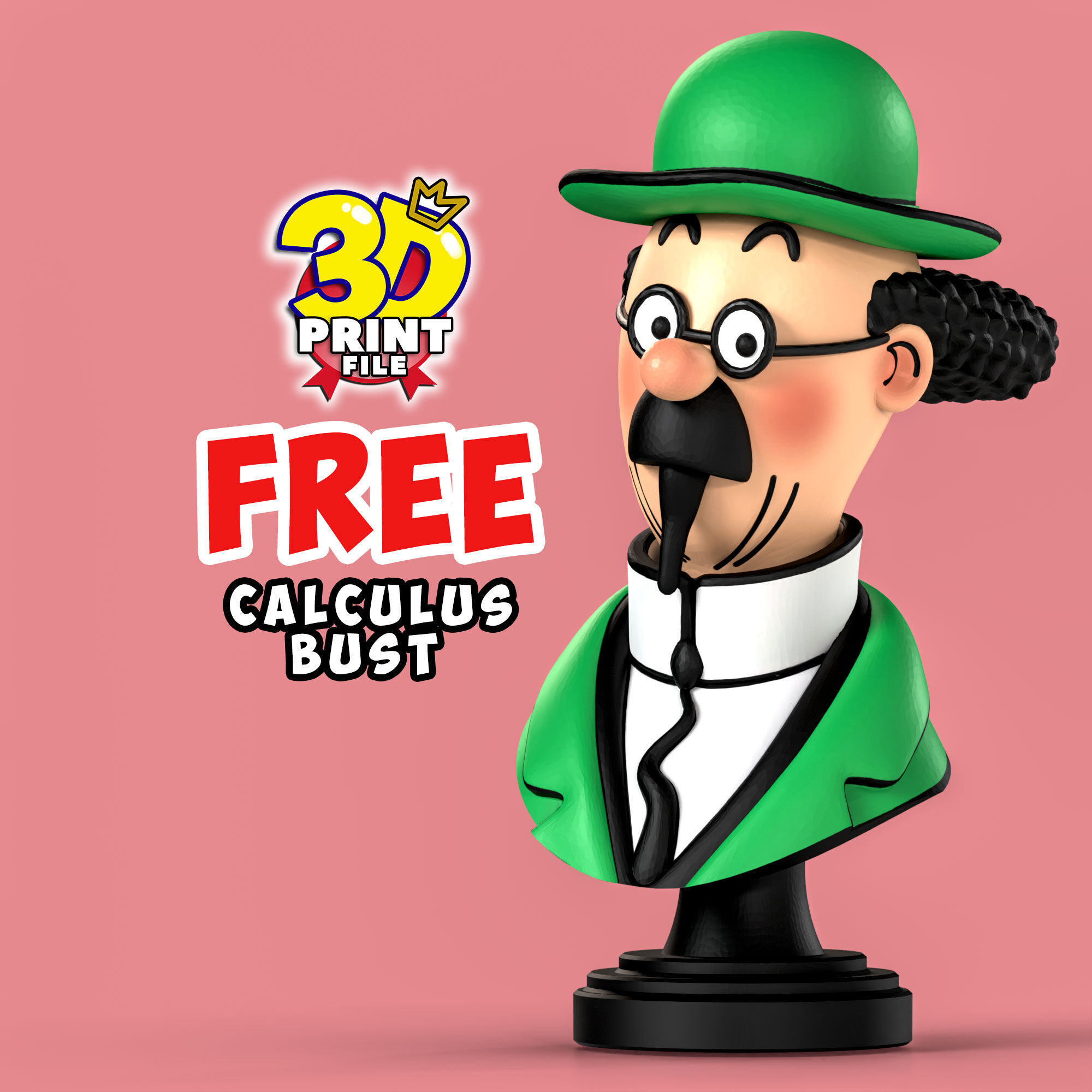 FREE Professor Calculus 3D Bust free 3D model 3D printable | CGTrader