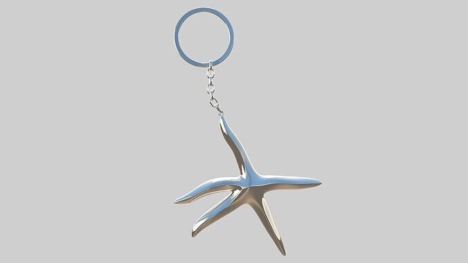 starfish keychain silver 3D model | CGTrader
