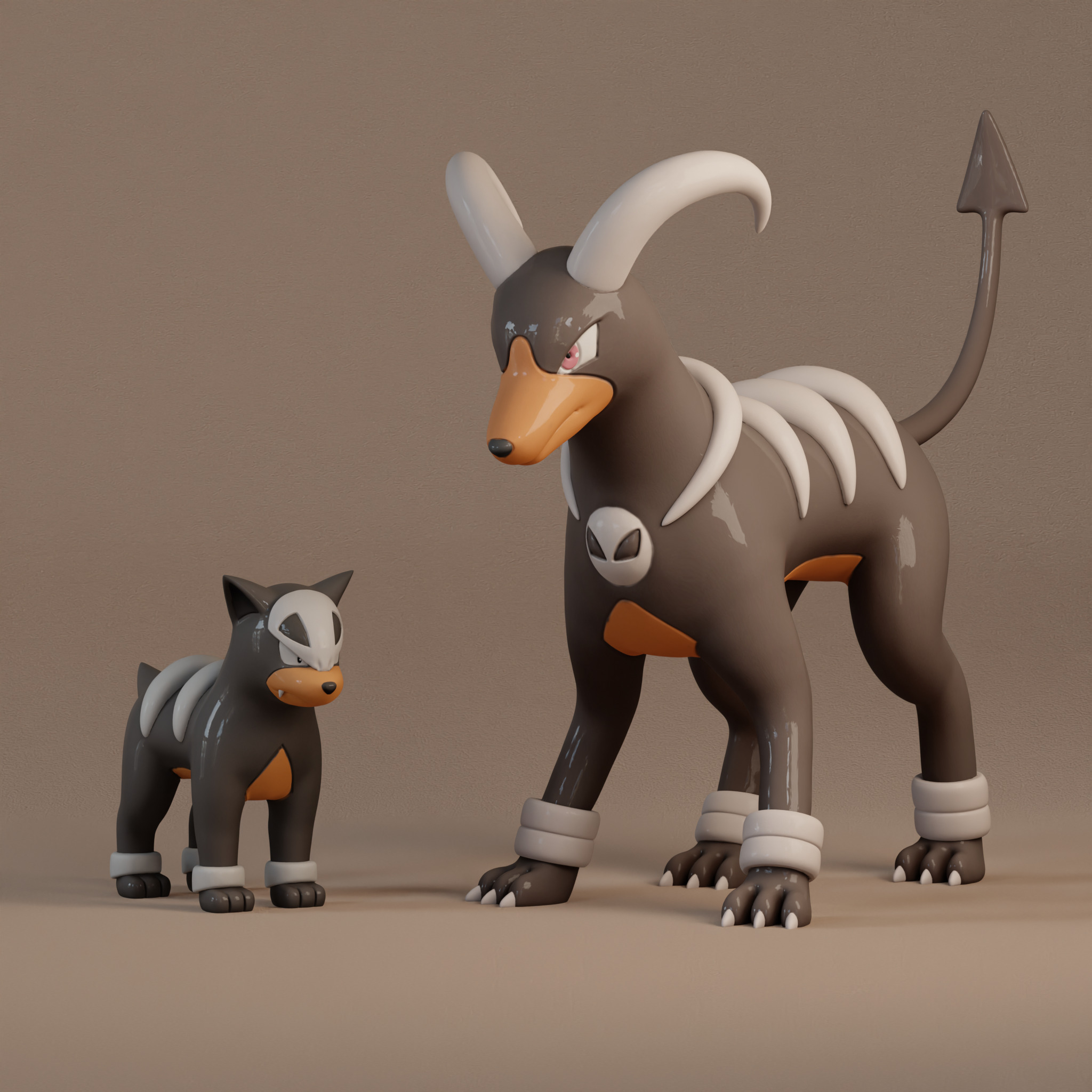228 Houndour 229 Houndoom Pokemon 3d print model 3D print model 3D ...