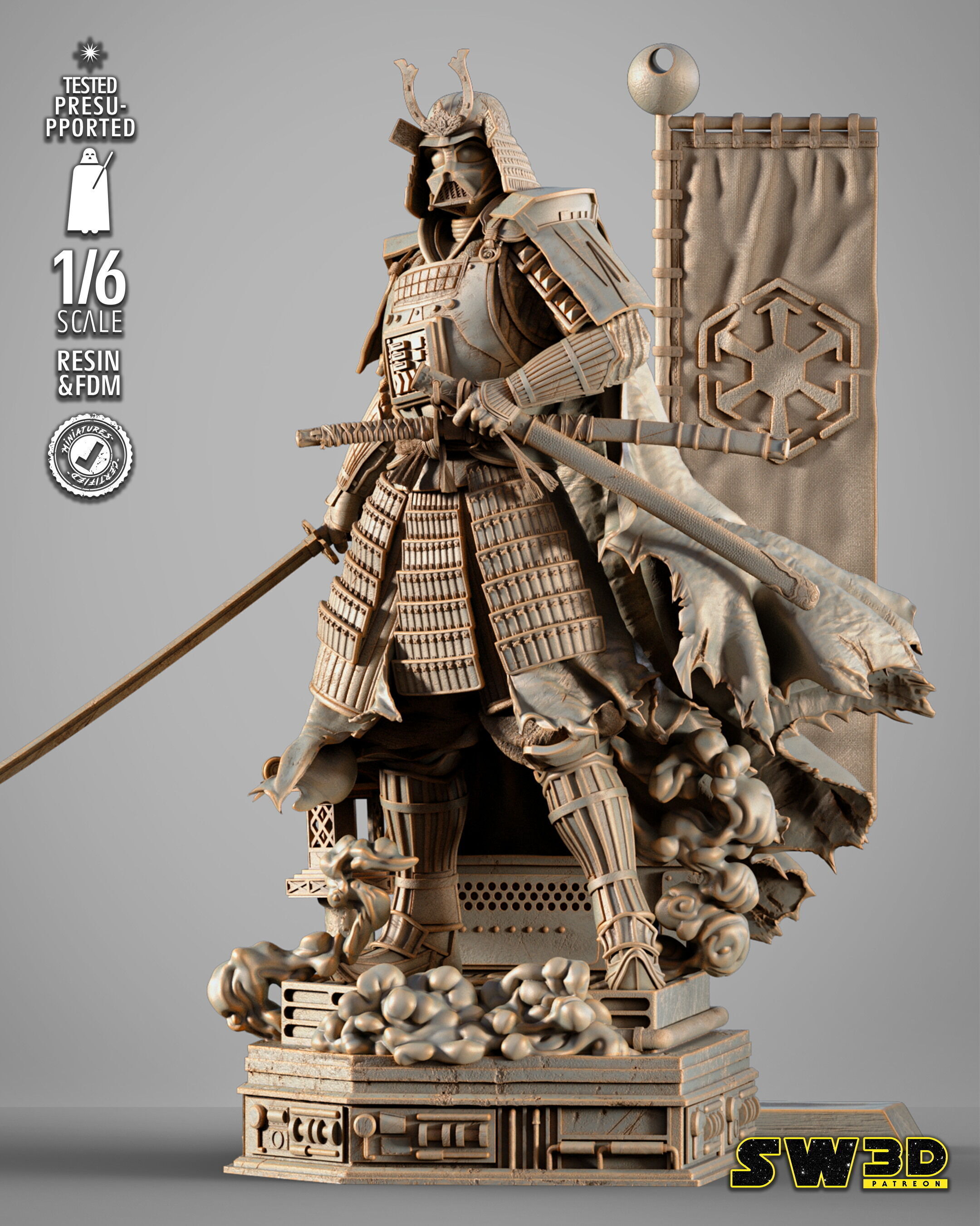STAR WARS Darth Vader Samurai Sculpture 3D model 3D printable | CGTrader