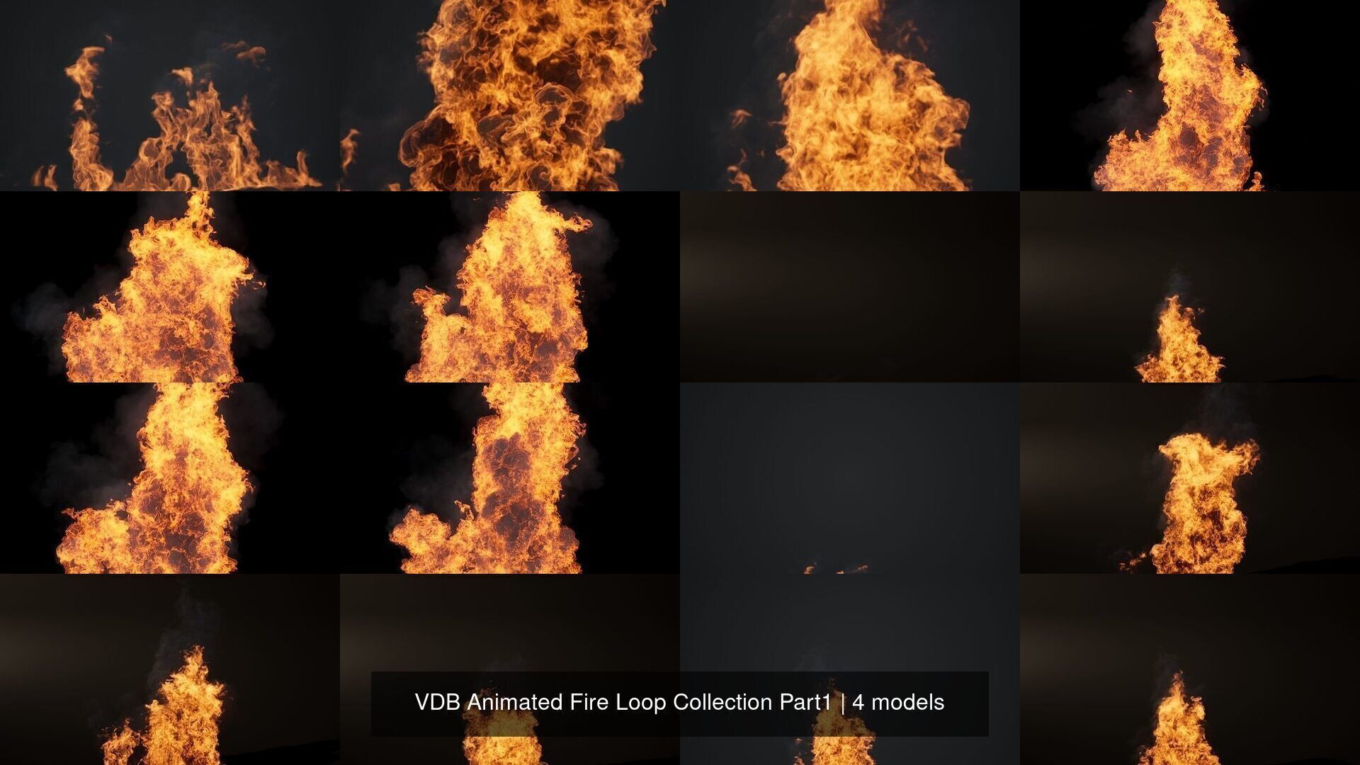 VDB Animated Fire Loop Collection Part1 | CGTrader