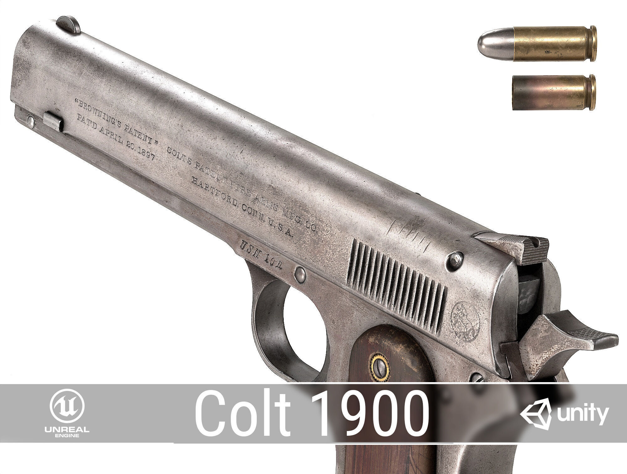 3D model PBR Colt 1900 Pistol VR / AR / low-poly | CGTrader
