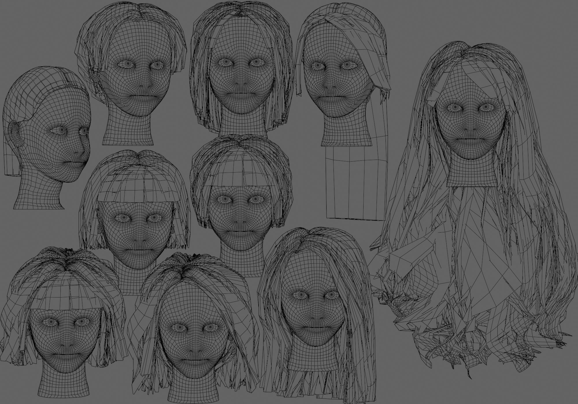 3D model 10 hairstyles collection VR / AR / low-poly | CGTrader