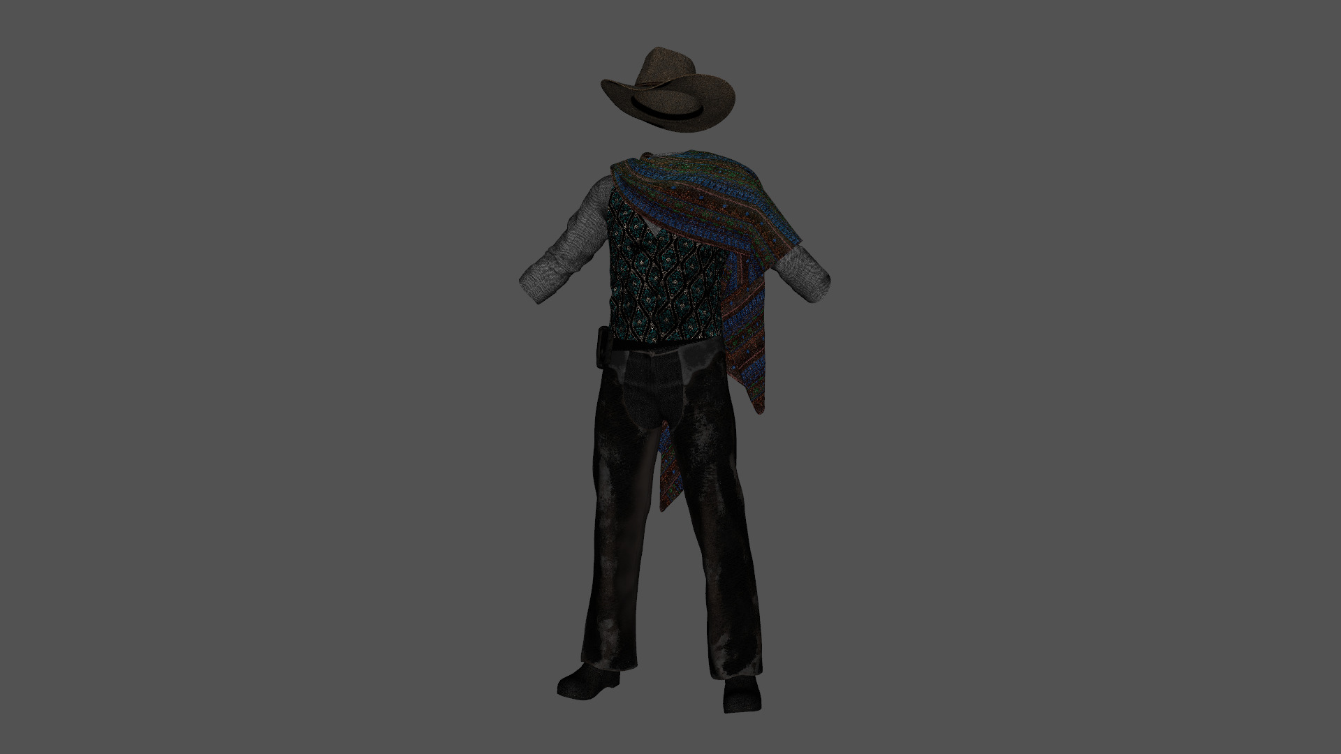 3D model Western Poncho Cowboy Outfit Clothing VR / AR / low-poly ...