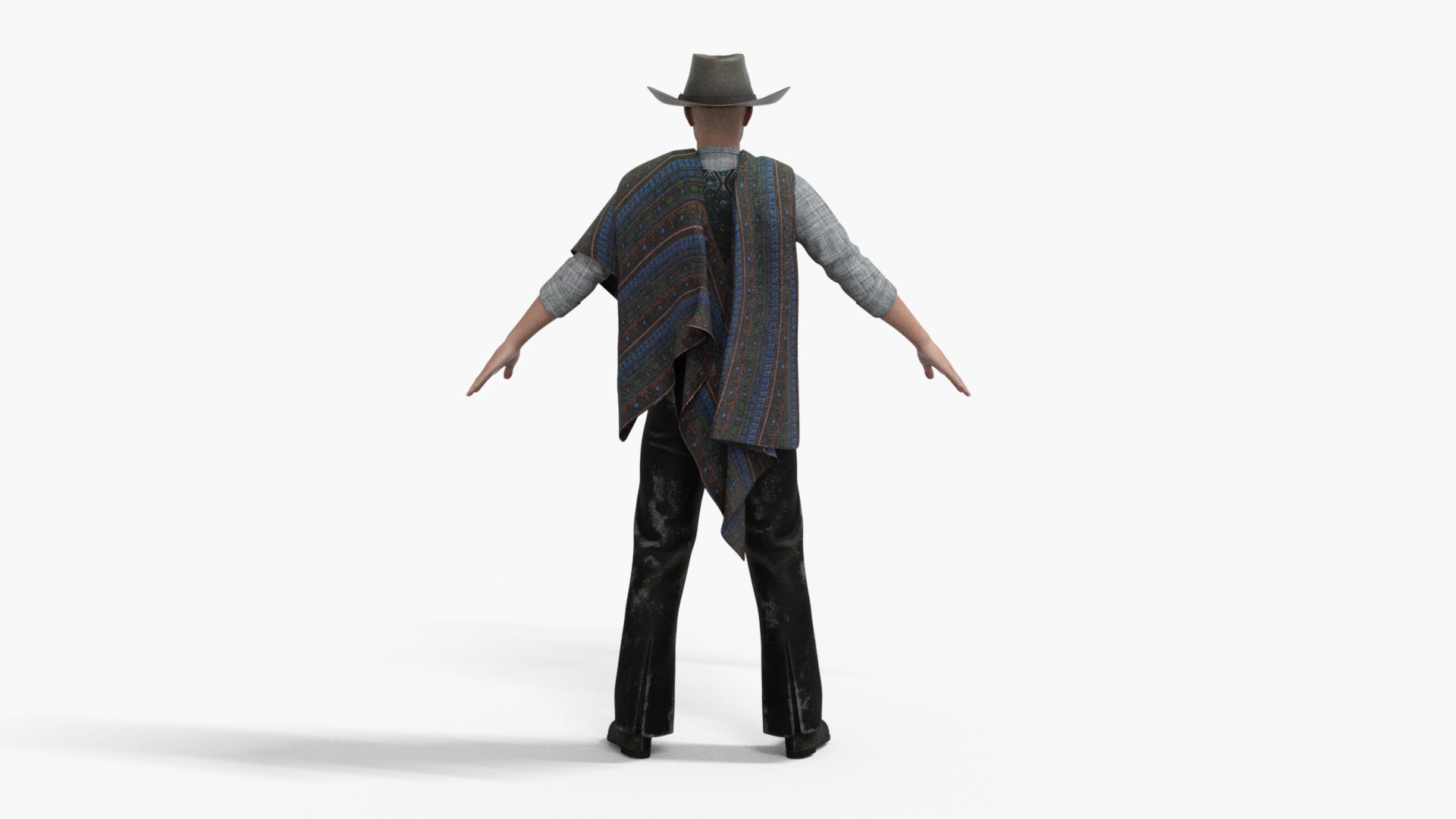 3D model Western Poncho Cowboy Outfit Clothing VR / AR / low-poly ...