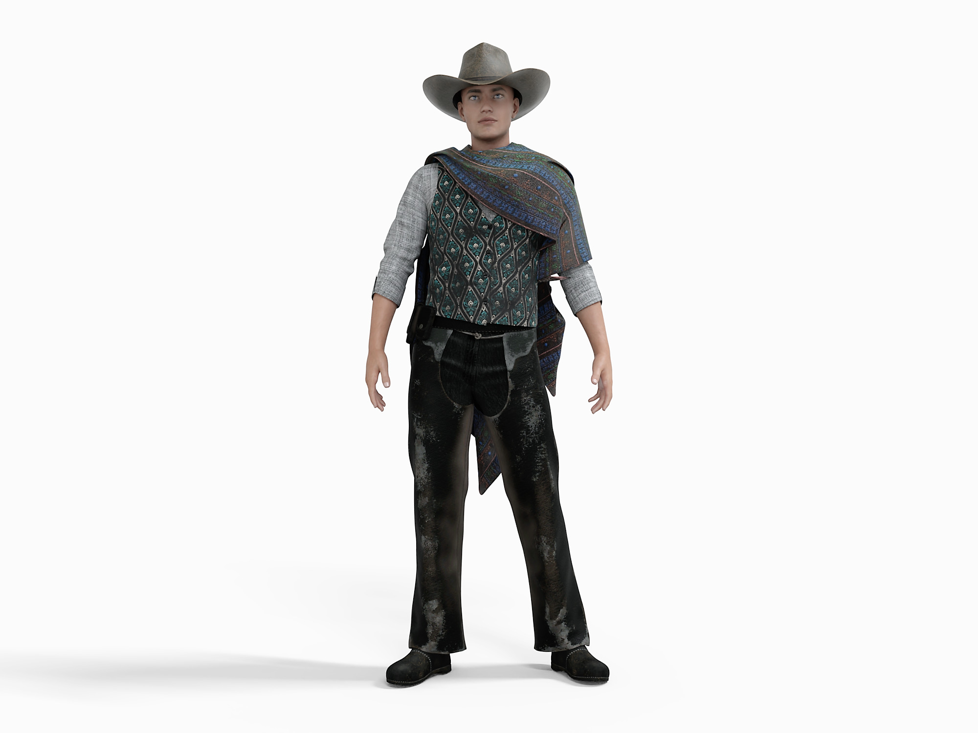 3D model Western Poncho Cowboy Outfit Clothing VR / AR / low-poly ...