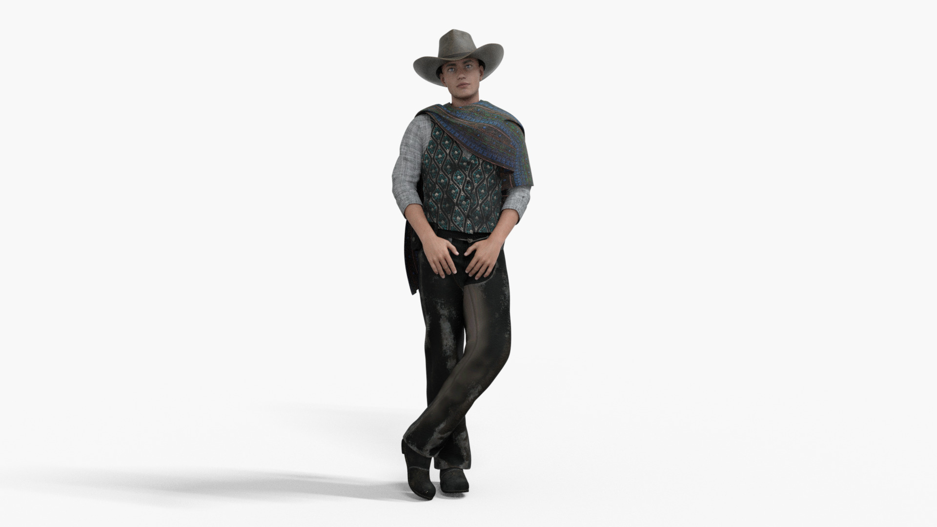 3D model Western Poncho Cowboy Outfit Clothing VR / AR / low-poly ...
