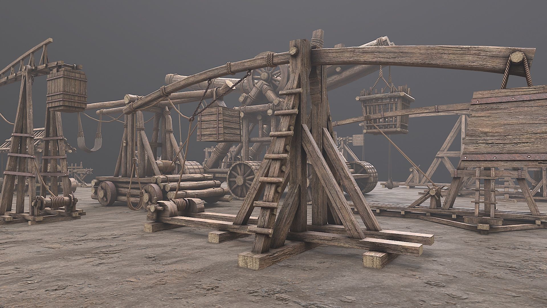 Medieval Siege War Machines PBR Collection VR / AR / low-poly | CGTrader