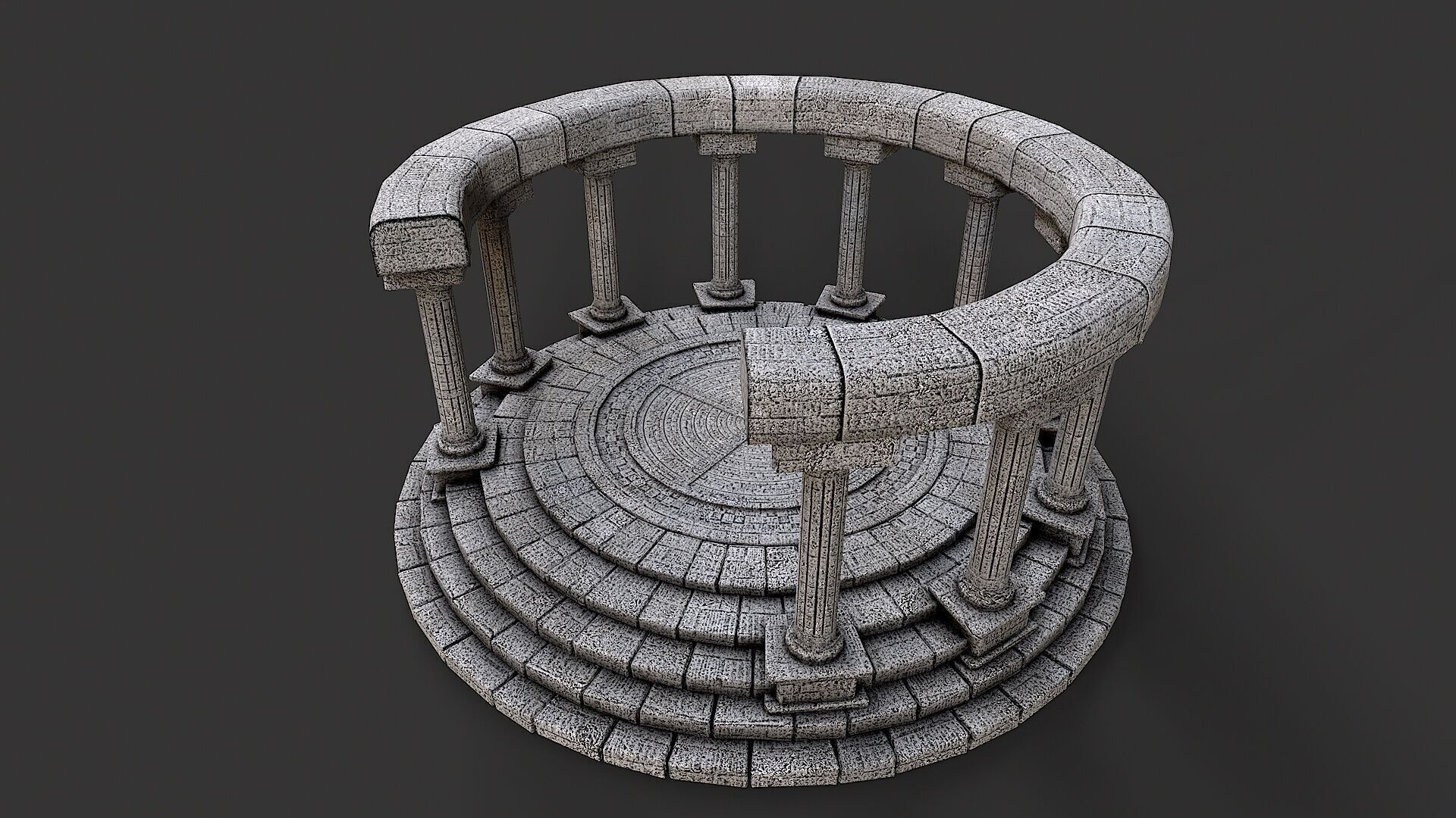 3D model Ancient Circular Stone Platform Altar 4 VR / AR / low-poly ...