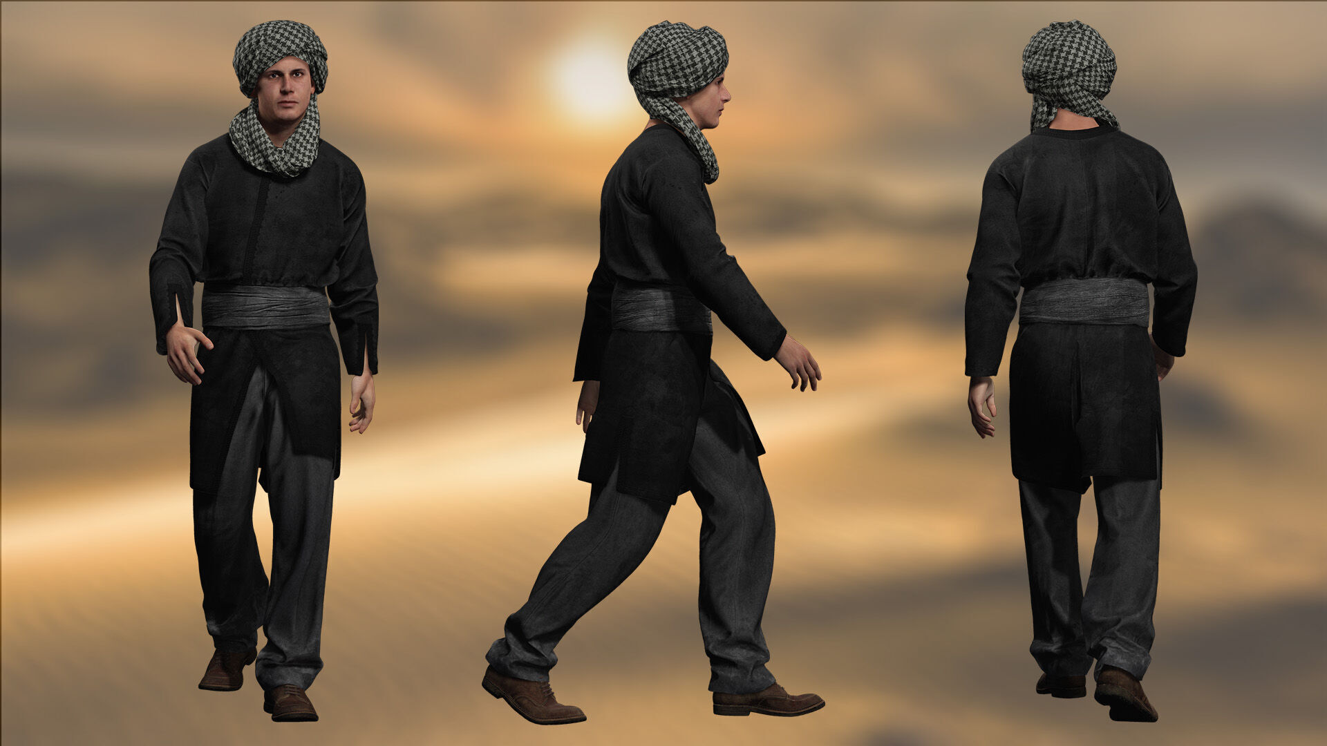 3D model Arab Assassin 3D Character Rigged Game Ready VR / AR / low ...