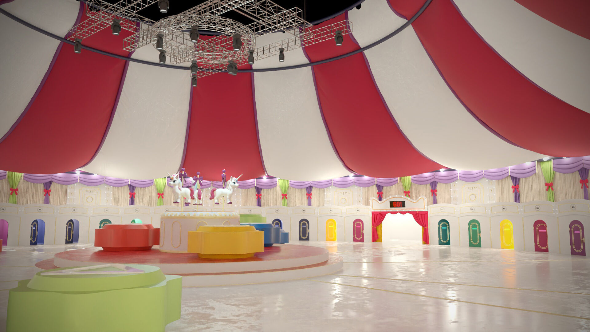 3D model Stylized Squid Game Arena Mingle Carousel Map VR / AR / low ...