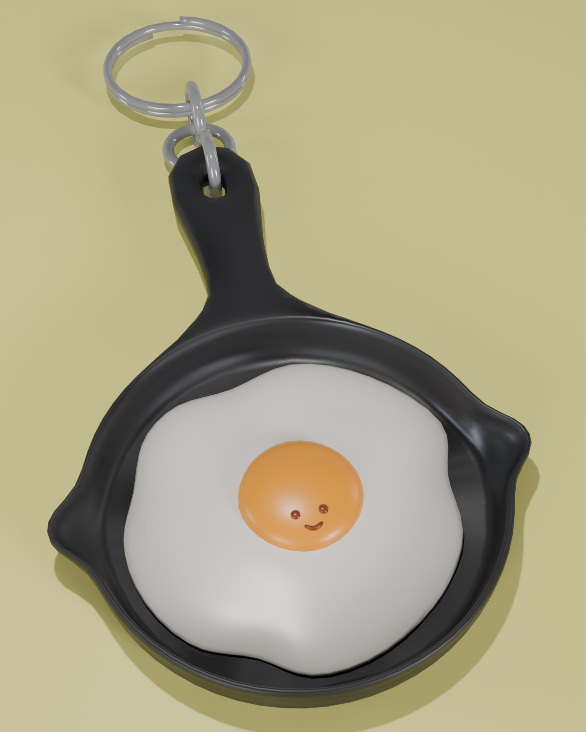 Cute Sunny Side Egg Keychain Printable 3D model 3D printable | CGTrader