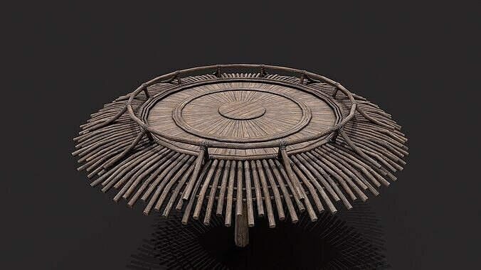 3D model Medieval Wooden Circular Platform Arena 2 VR / AR / low-poly ...