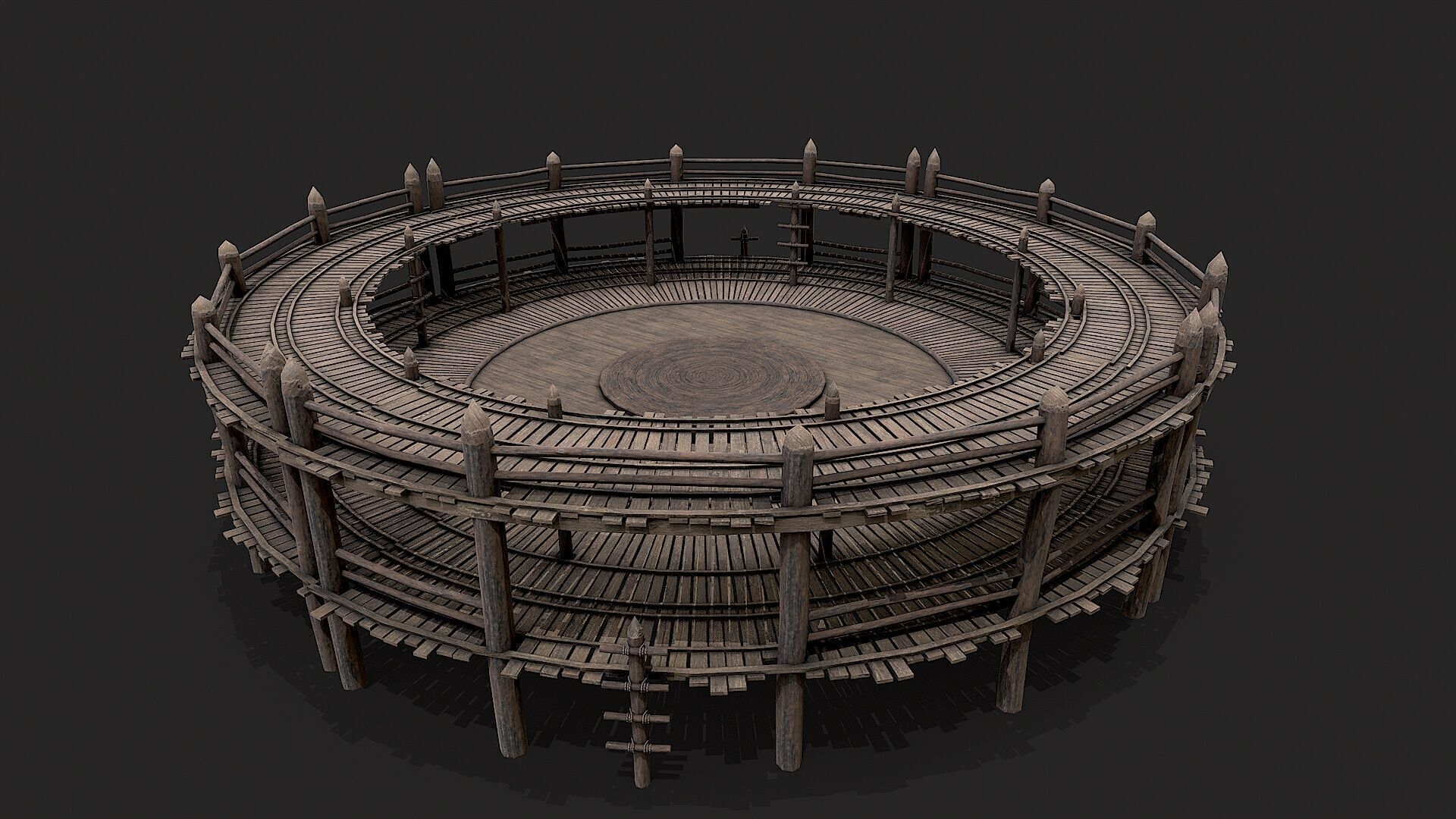 3D model Medieval Wooden Circular Platform Arena VR / AR / low-poly ...