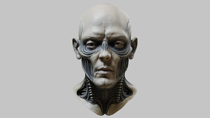 3D model Fantasy Giger Alien Man head bust VR / AR / low-poly | CGTrader